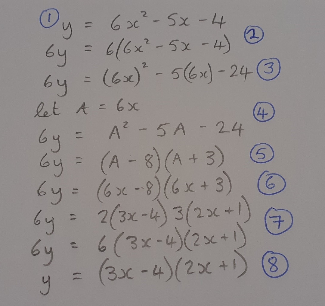 Factorising non-monic quadratics – A department’s view – Geomaths
