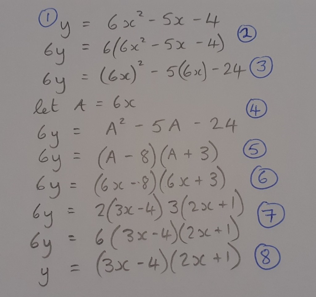 Factorising non-monic quadratics – A department’s view – Geomaths